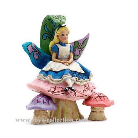 Alice assise sur le champignon Figurine Disney Traditions Résine